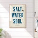 Salt Water Soul Poster, Coastal Retro Typographic Print, Beach House ...