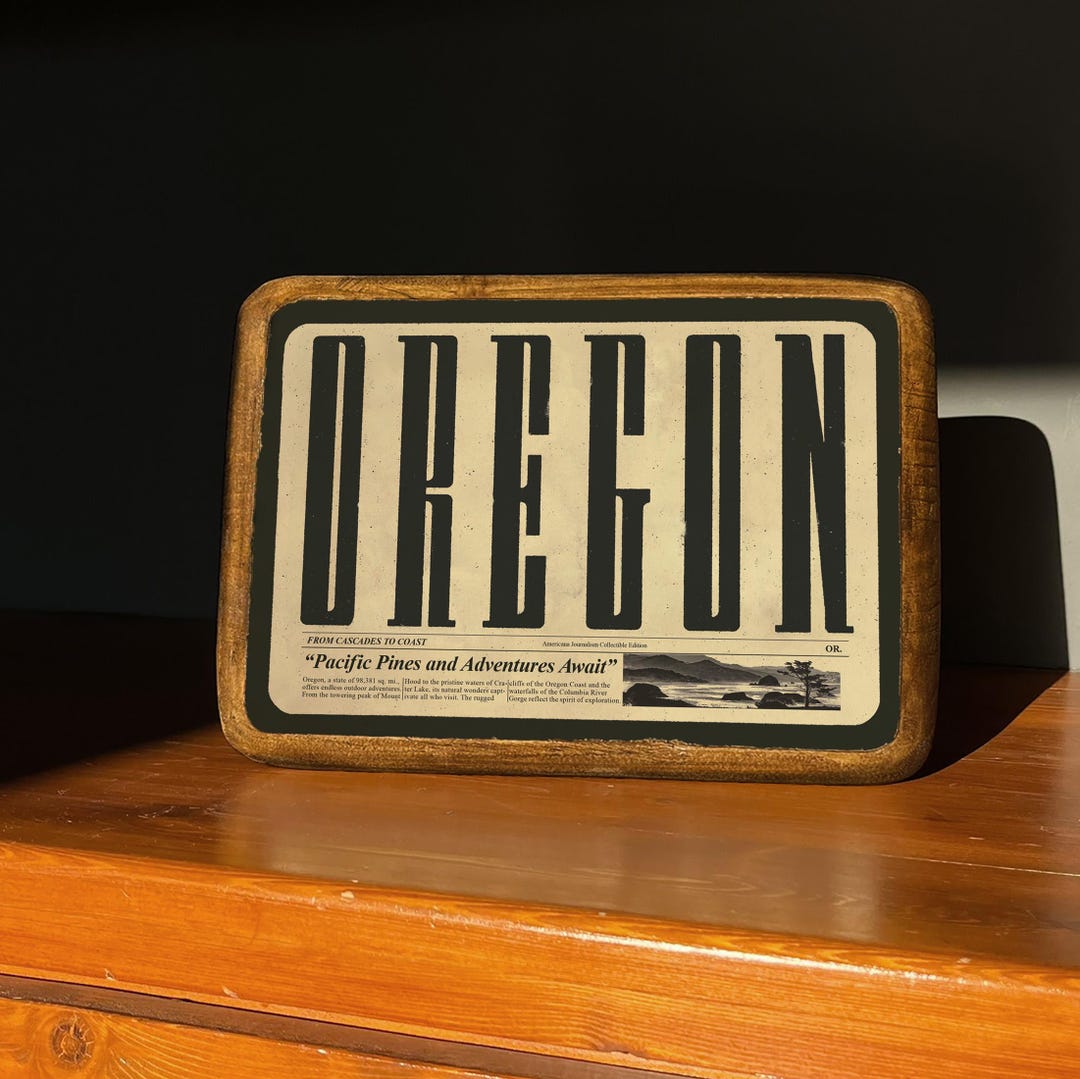 Oregon Sign, Wood Sign Retro Typography, Oregon Country Style Poster ...