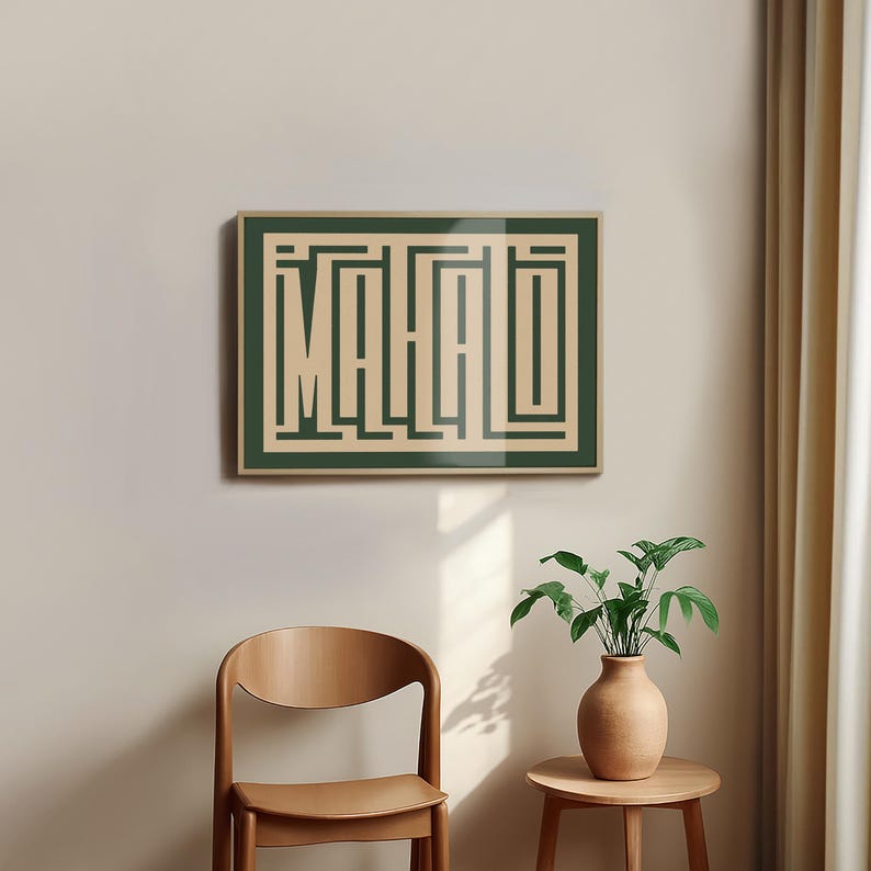 Mahalo Hawaiian Print: Beach House Teal Geometric Coastal Wall Art - Etsy