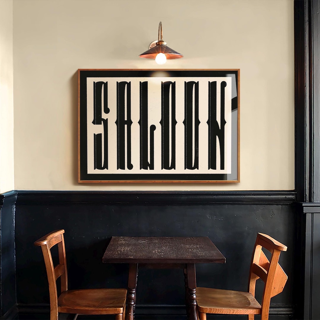 Saloon Typography Print, Saloon Sign for Bar Decor Wall Art, Vintage ...