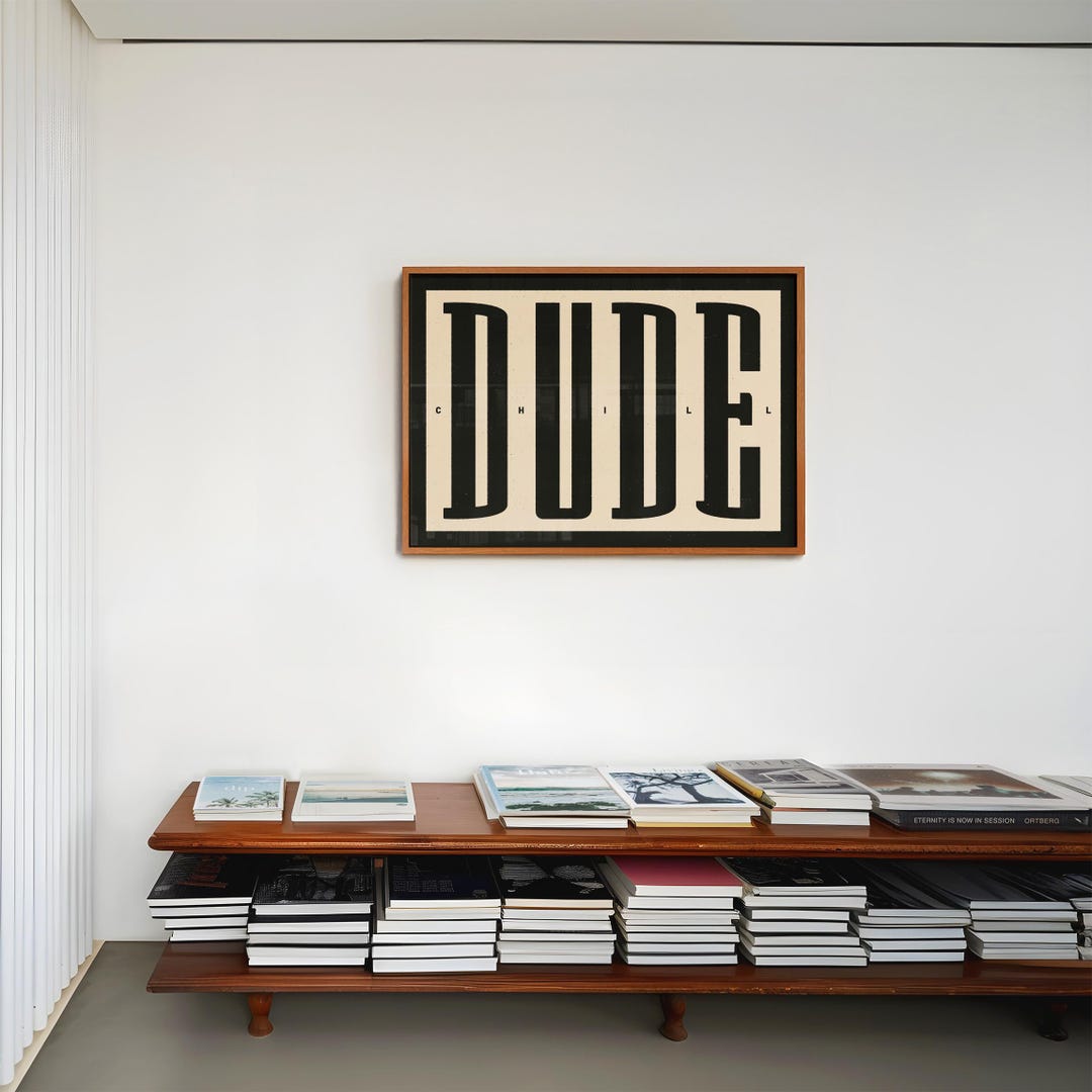 Dude Typography Print, Eclectic Wall Decor, Vintage Type Design, Dude ...
