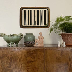 Midland Sign, Wood Sign Retro Typography, Midland Texas Country Wall ...