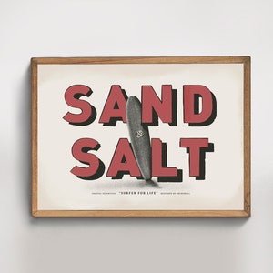 Sand and Salt Poster, Coastal Wall Art, Beach Wall Art, Surf Print ...