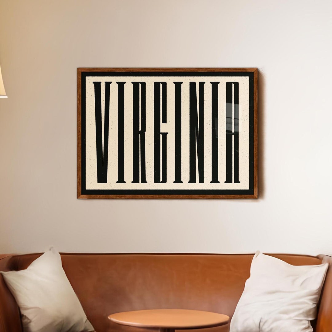 Virginia Print, Retro Typography Poster, Virginia Entry Sign, Type ...