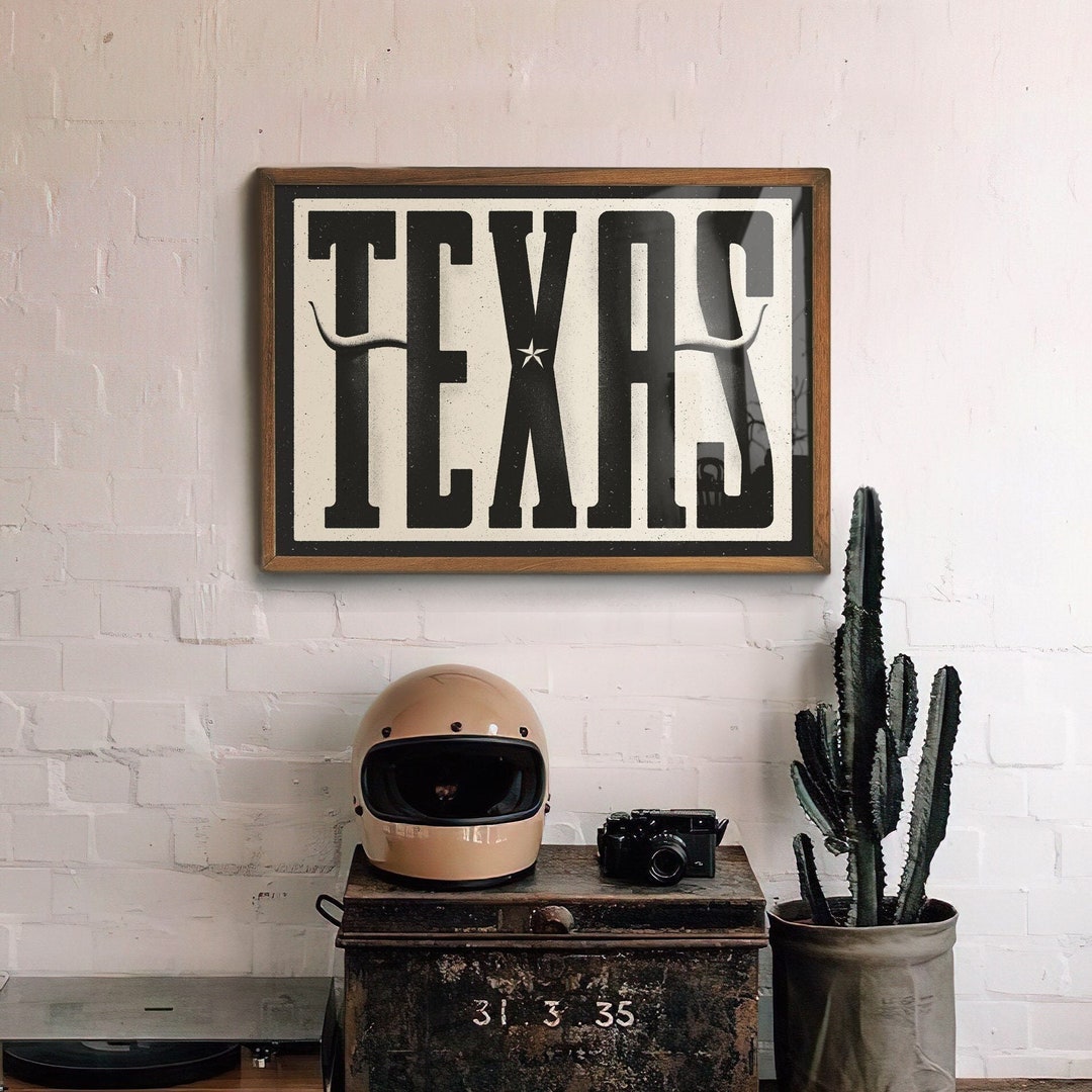 Texas Print, Retro Typography Print, Travel Poster, Southwestern Wall ...