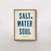 Salt Water Soul Poster, Coastal Retro Typographic Print, Beach House ...