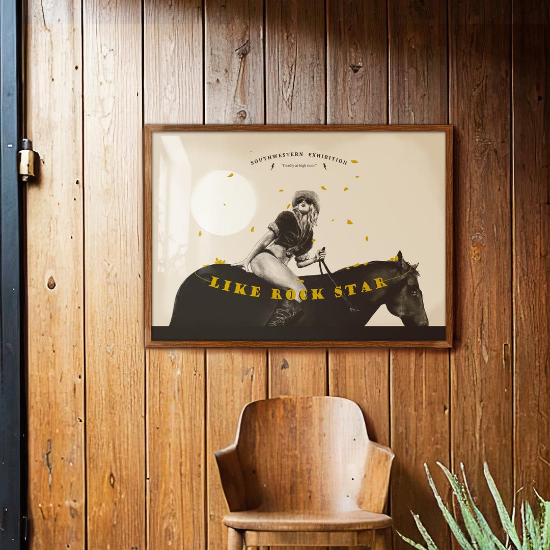 Glam Cowgirl Horseback Poster, Southwestern Fashion, Western Decor - Etsy