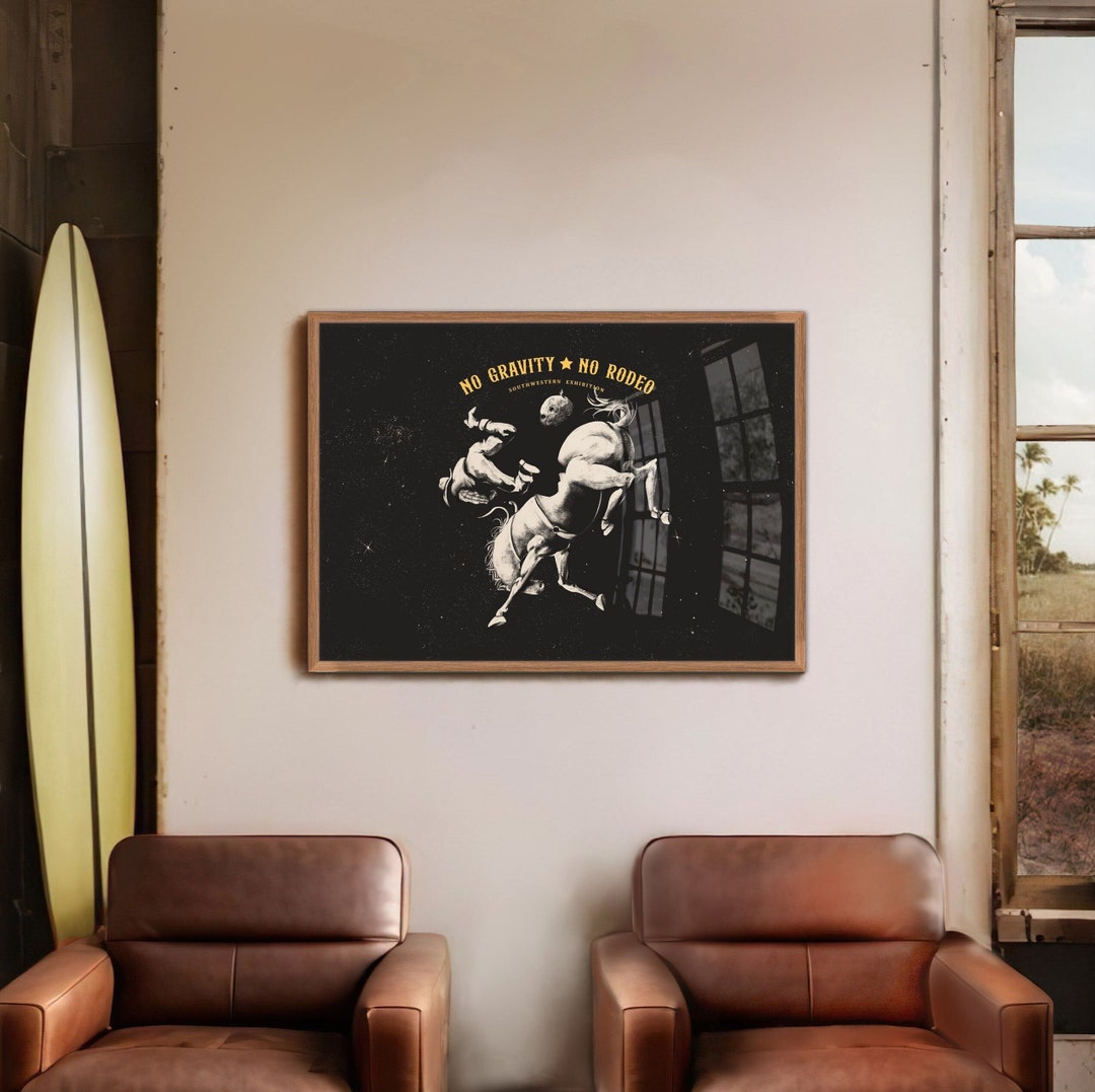 Space Cowboy Art, Digital Cowboy Art Print, Western Wall Decor, Rodeo ...
