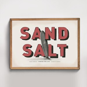Sand and Salt Poster, Coastal Wall Art, Beach Wall Art, Surf Print ...