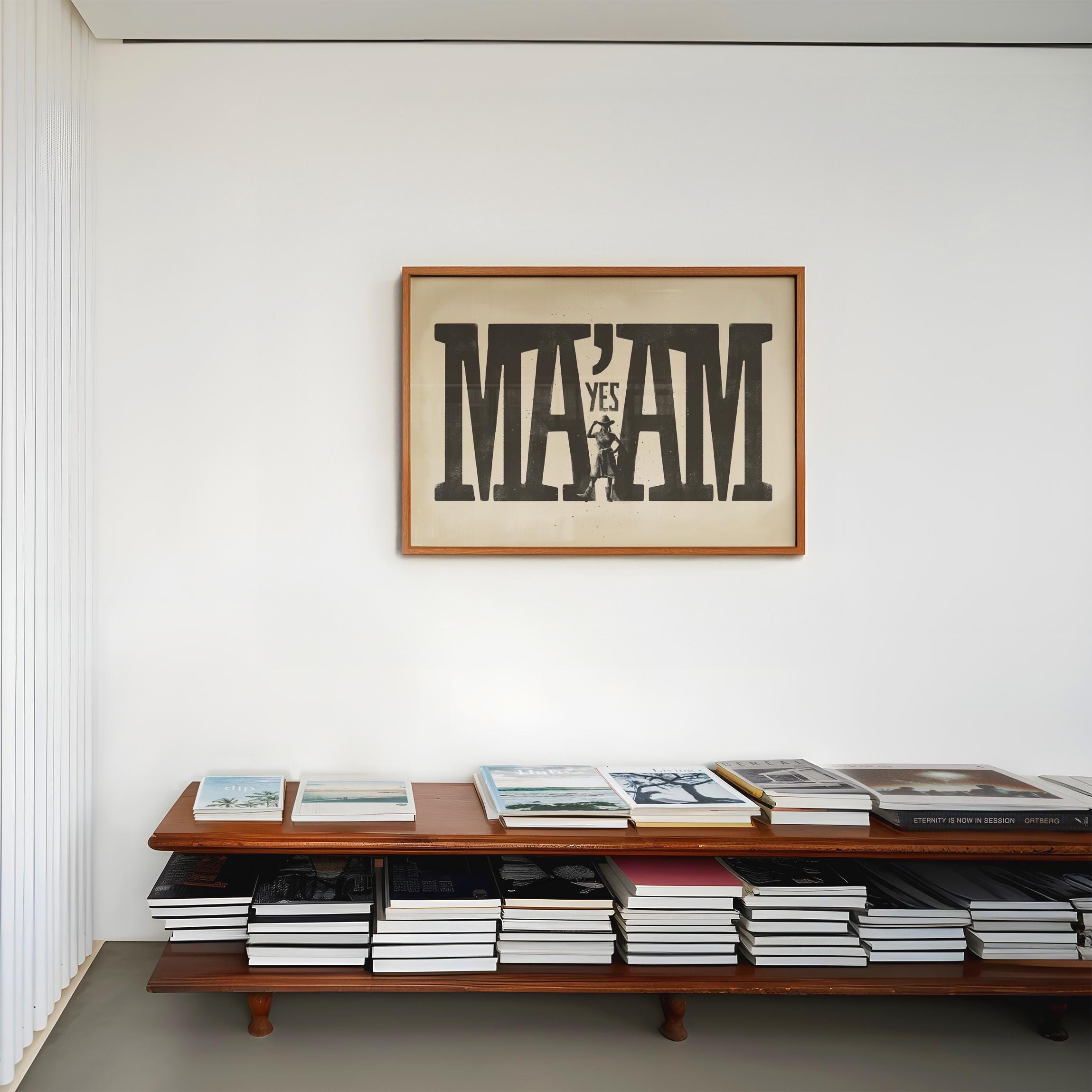 Yes Ma'am Poster, Western Typography Art Print, Ranch Decor, Vintage ...