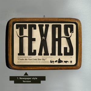 Texas Wall Art, Wood Sign Retro Typography, Modern Farmhouse Wall Decor ...