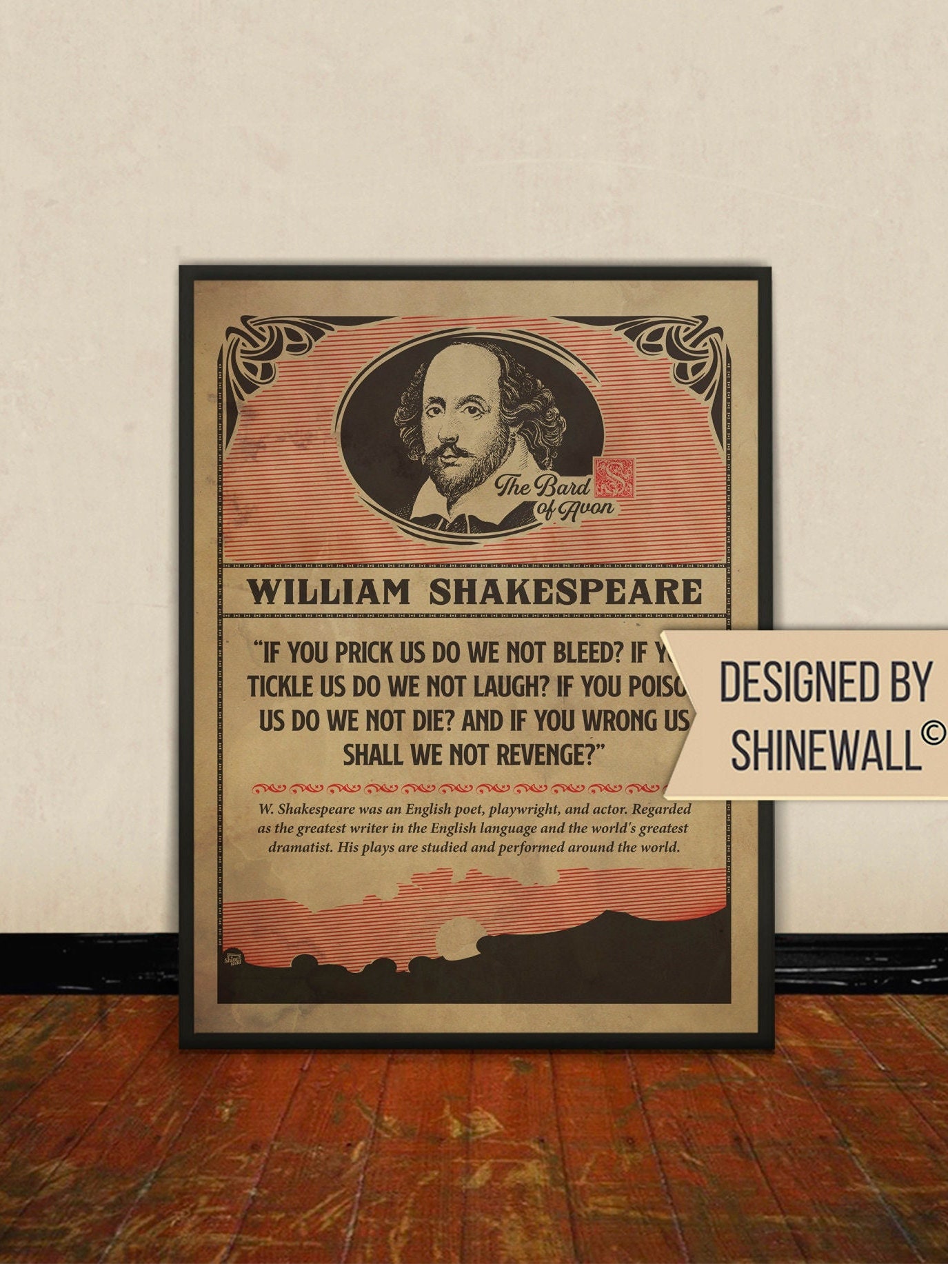 William Shakespeare Retro Quote Poster - Etsy