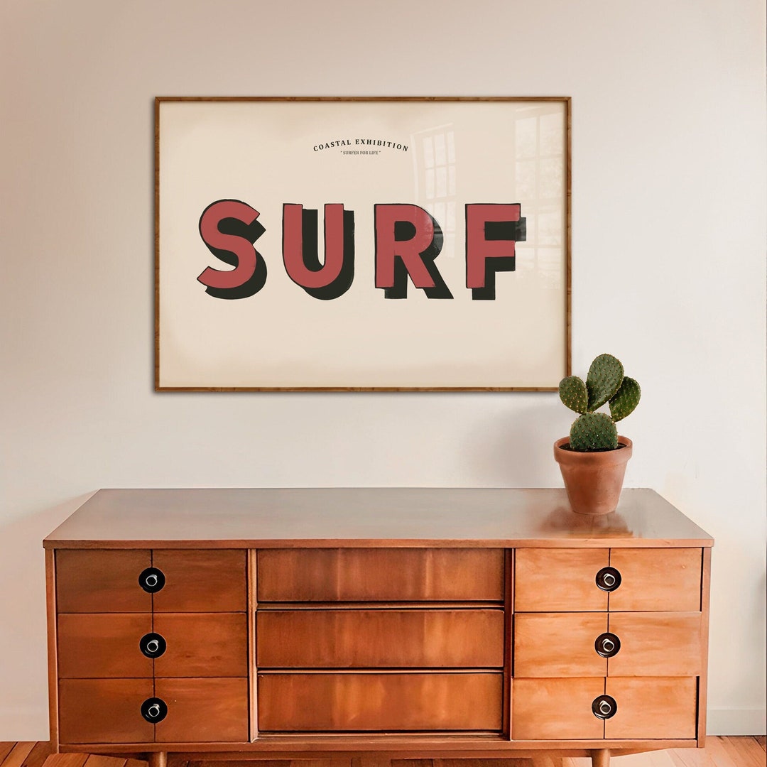 Surf Print, Large Format Wall Art, Beach House Wall Decor, Vintage ...