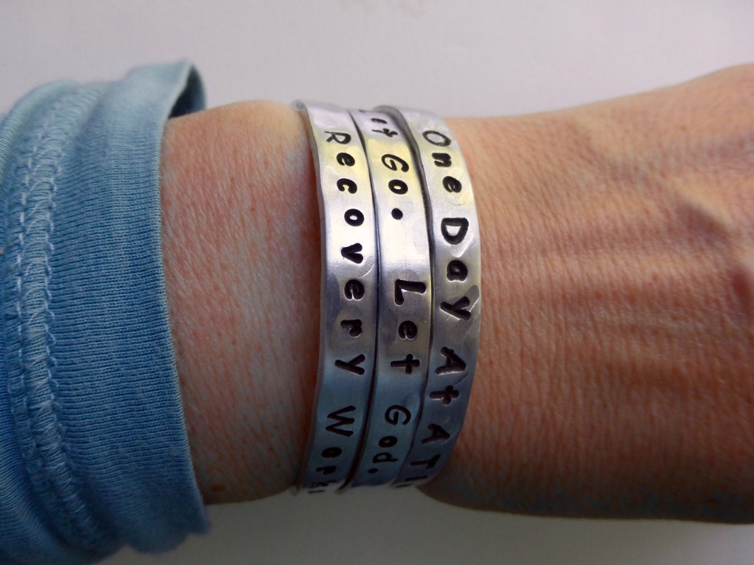 Jewelry, Bracelet, Cuff, Aluminum Cuff, Hand Stamped, Recovery Jewelry ...
