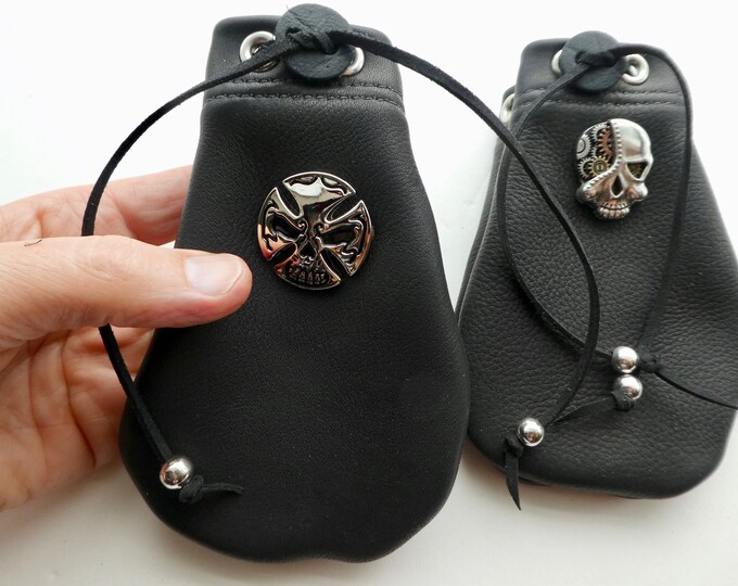 Skull Pouch,biker Pouch,biker Chick,motorcycle Leather Bag,leather ...
