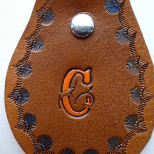Custom Initial Leather Key Fob, Hand Painted and Hand Stamped ...