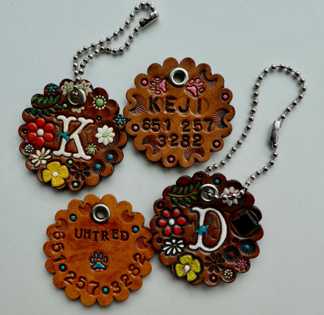 Scalloped Leather Key Fob, Custom Leather Key Fob, Design Your Own Key ...