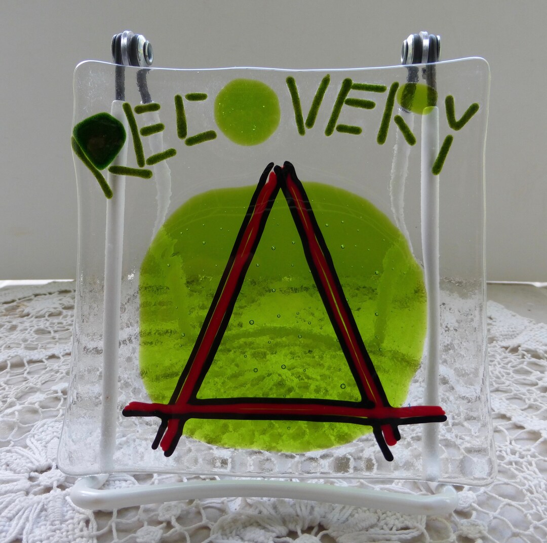 Aa Symbol Hand Fused Glass Plate, Recovery Plate, Aa Recovery, Sober ...