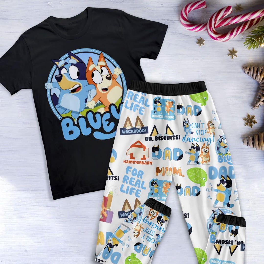 Bluey Christmas Pajamas Set, Bluey Holiday Pajamas Set, Bluey Family ...