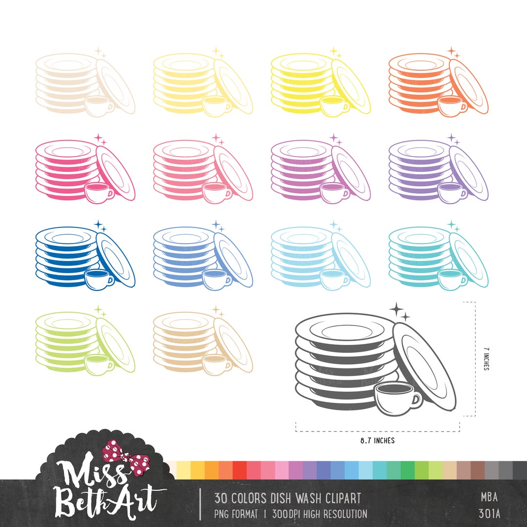 30 Colors Stack of Dishes Clipart. Dish Wash Clipart. Learning Clipart ...