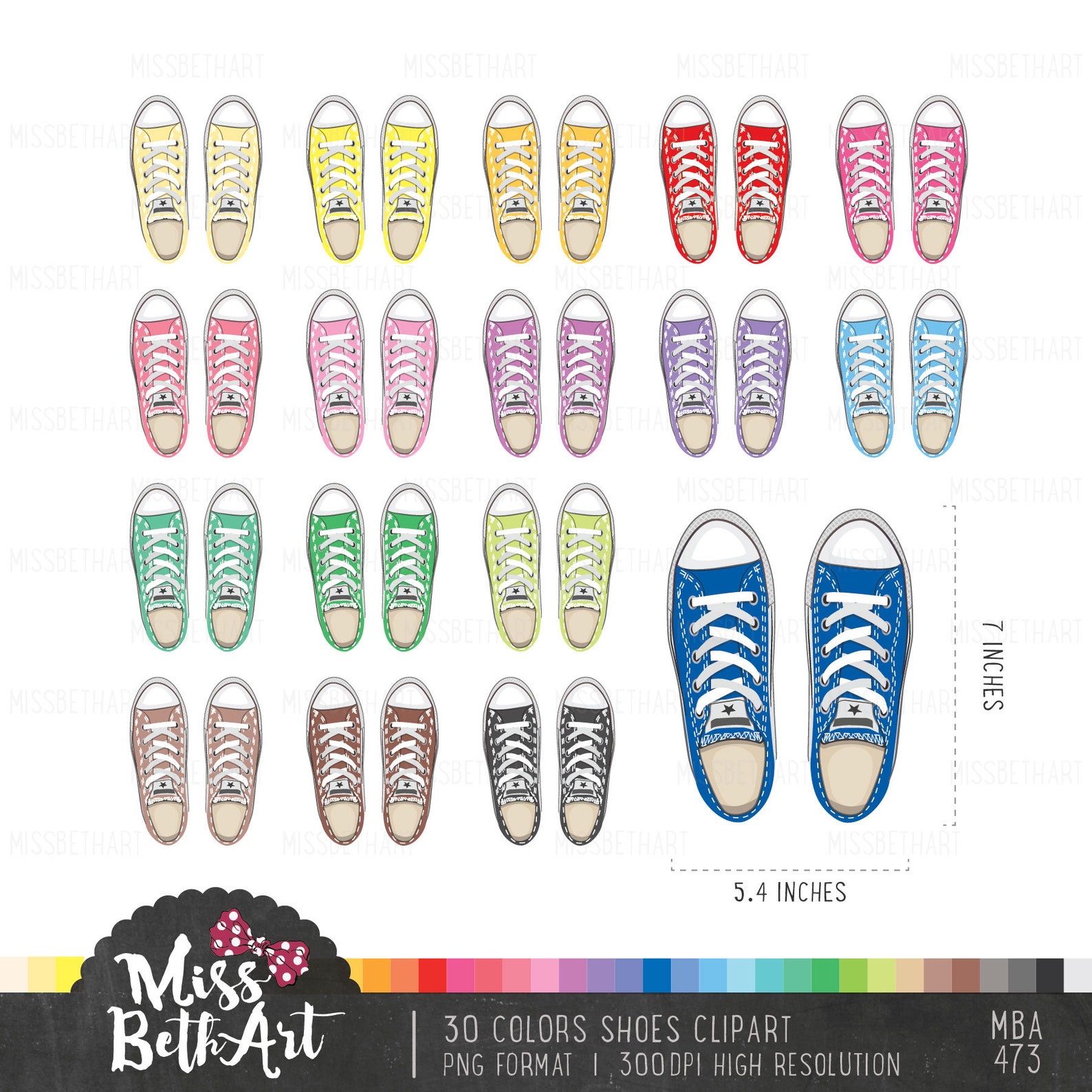 30 Colors Shoes Clipart Instant Download - Etsy
