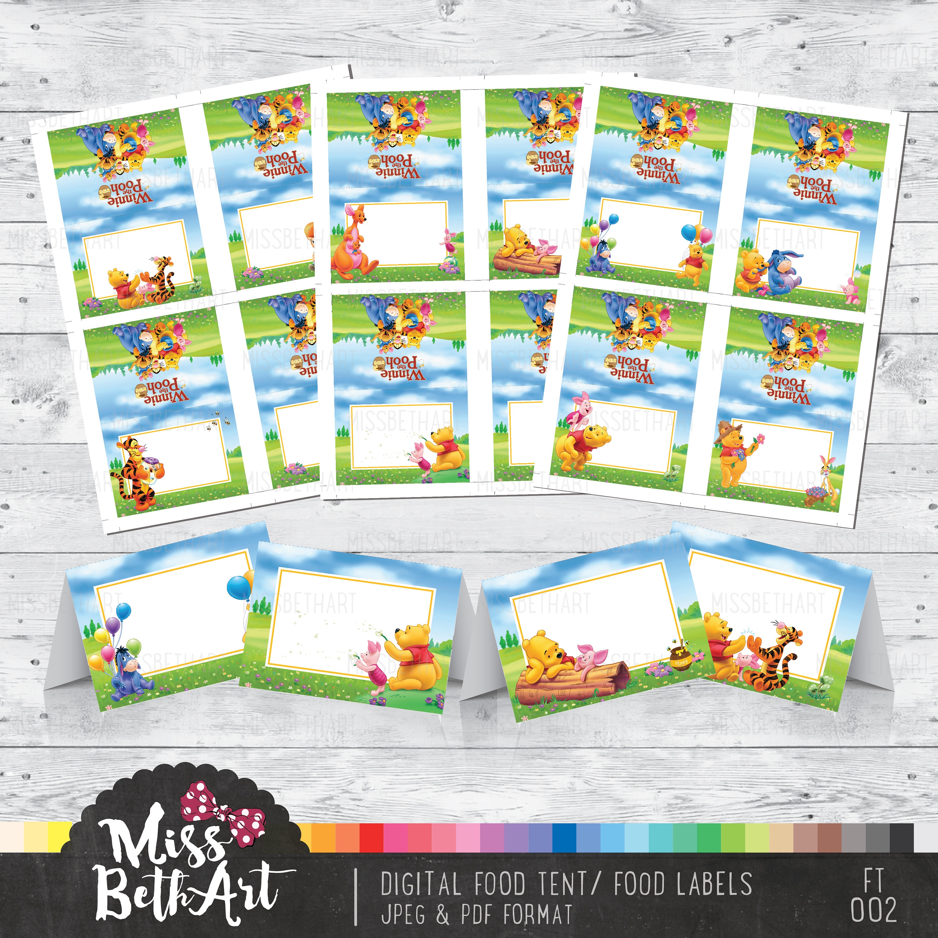 Instant Download - Digital Winnie the Pooh Food Labels, Food Tent ...