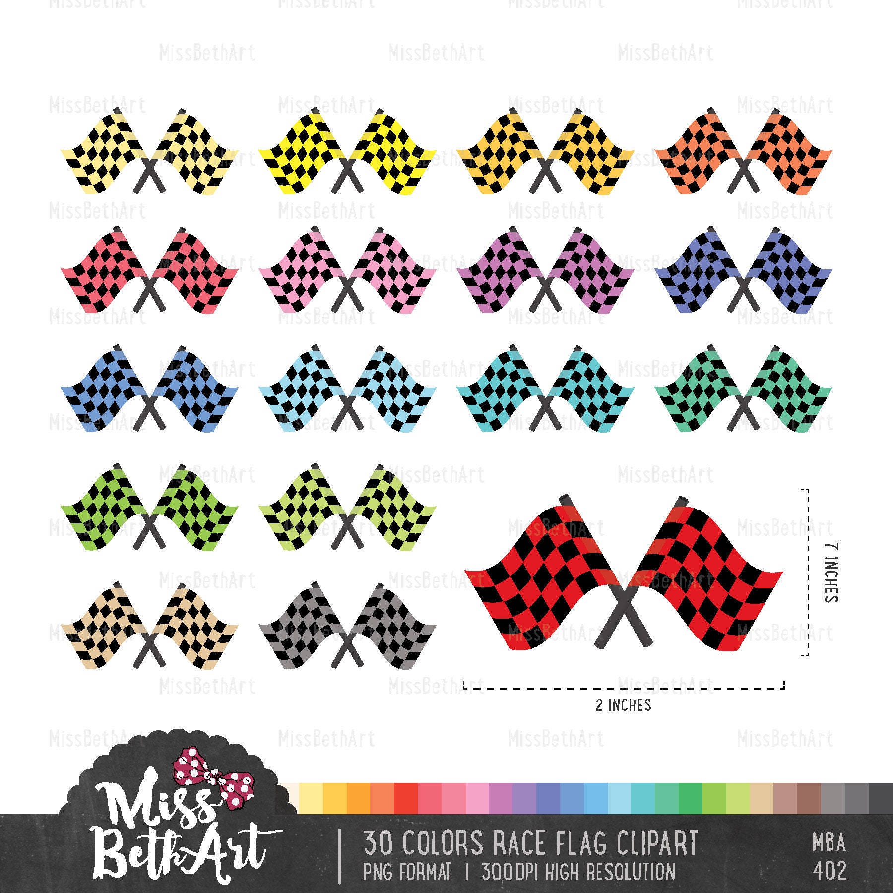 30 Colors Race Flag Clipart Instant Download - Etsy