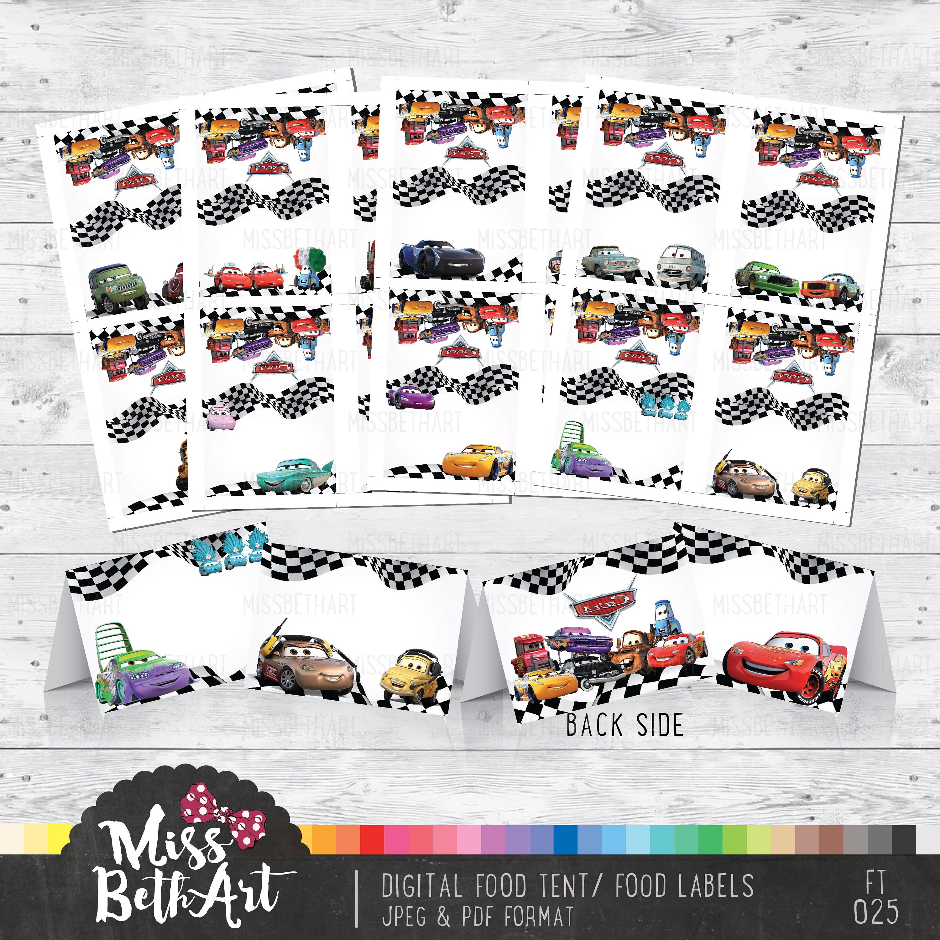 Instant Download - Digital Race Cars Food Labels, Food Tent, Birthday ...