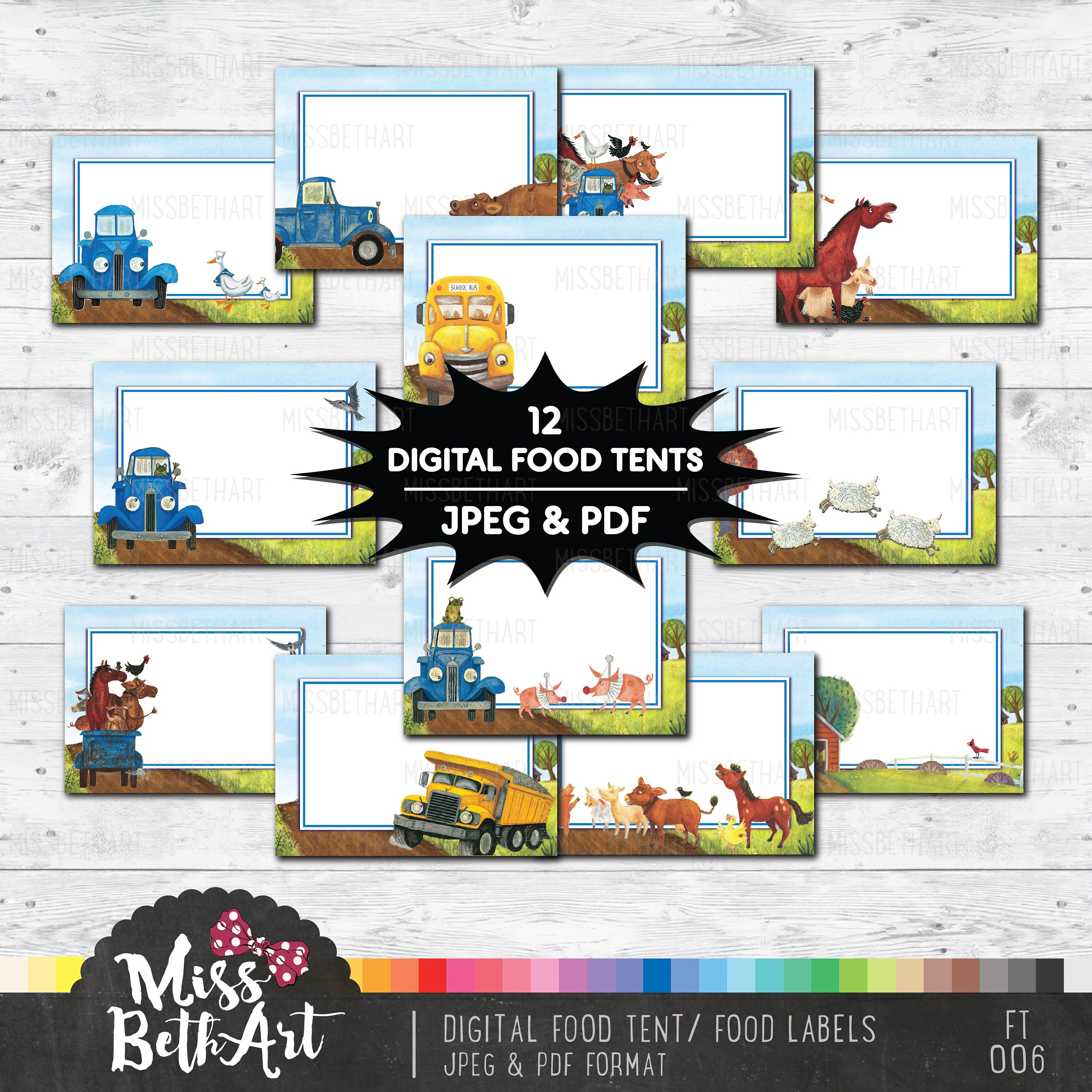 Instant Download Digital Blue Truck Food Labels, Blue Truck Food Tent ...