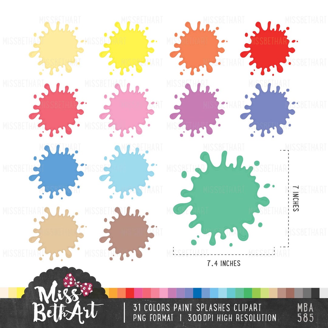 30 Colors Paint Splatter Clipart. Planner Sticker Paint Splashes ...