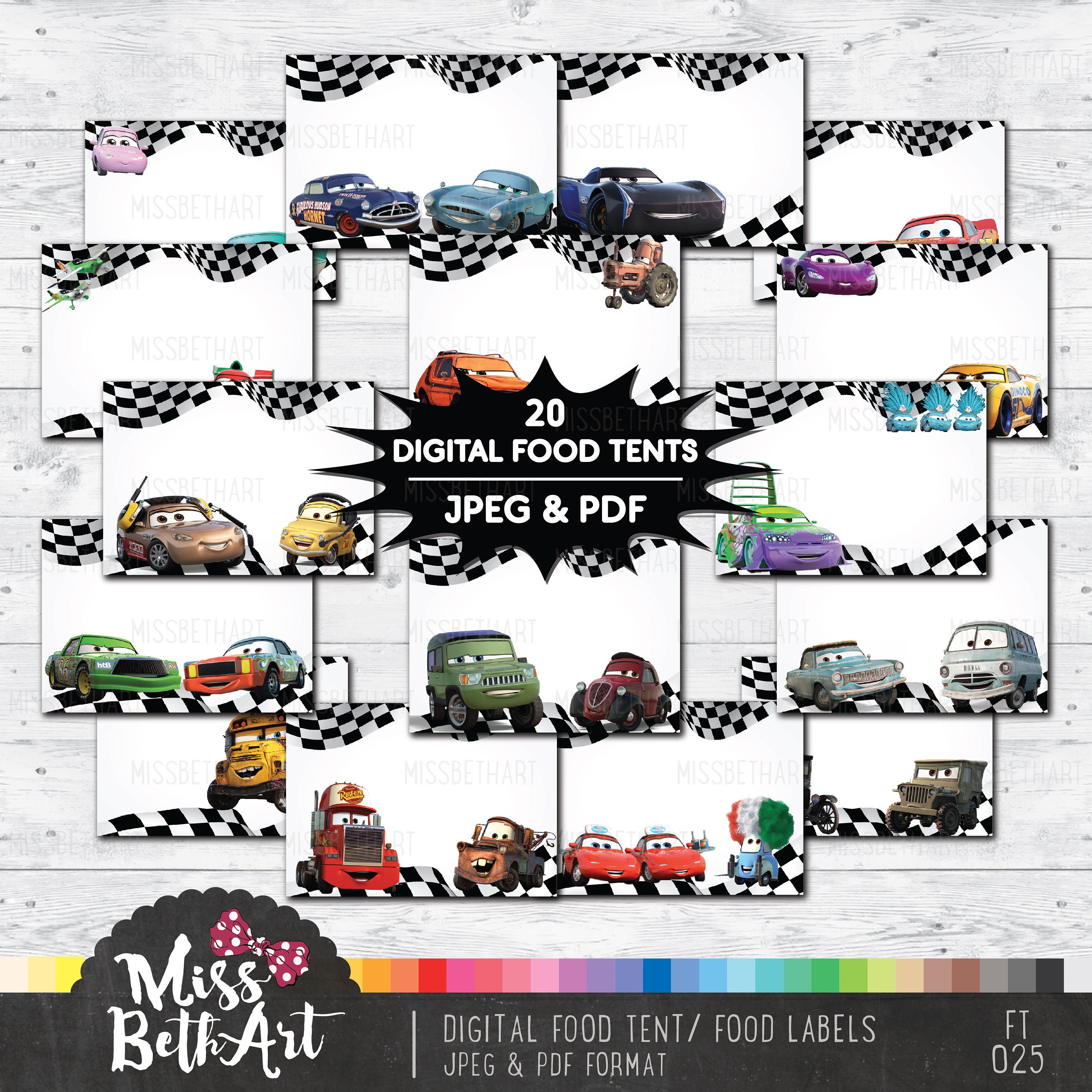 Instant Download - Digital Race Cars Food Labels, Food Tent, Birthday ...