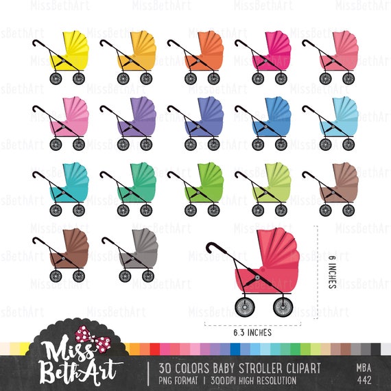 30 Colors Baby Stroller Print Clipart Instant Download | Etsy