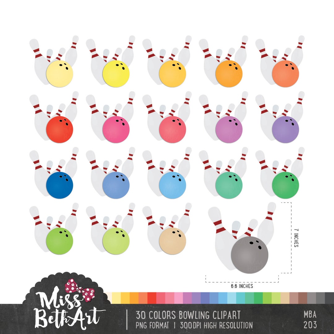 30 Colors Bowling Ball Clipart. School Bulletin Board Clipart Instant ...