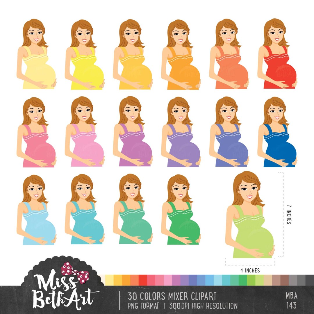 30 Colors Pregnant Women Clipart. School Bulletin Board - Etsy