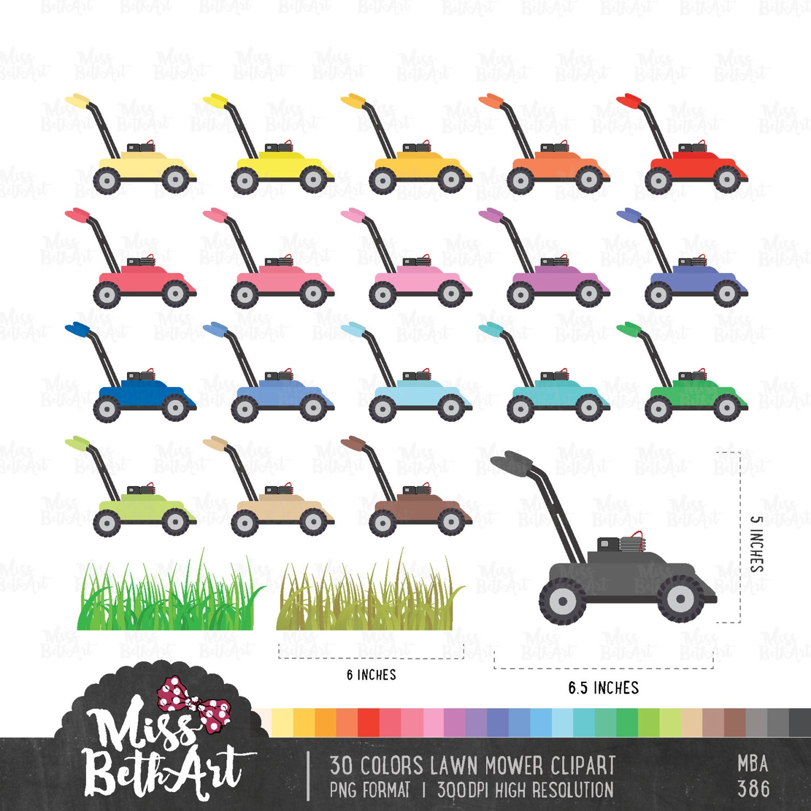 30 Colors Lawn Mower Clipart. Planner Sticker Clipart. School Learning ...