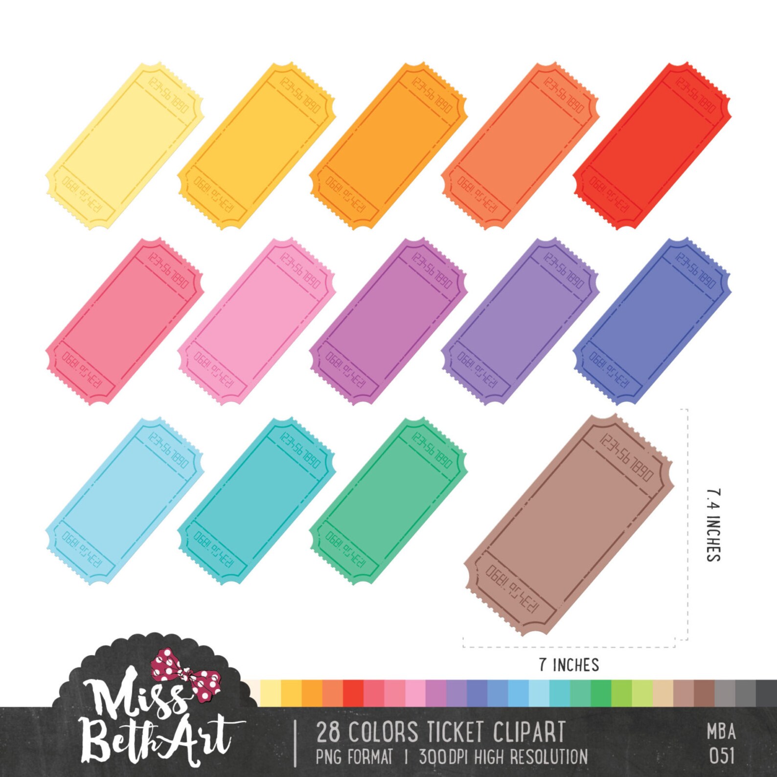 28 Colors Tickets Clipart - Instant Download - Etsy