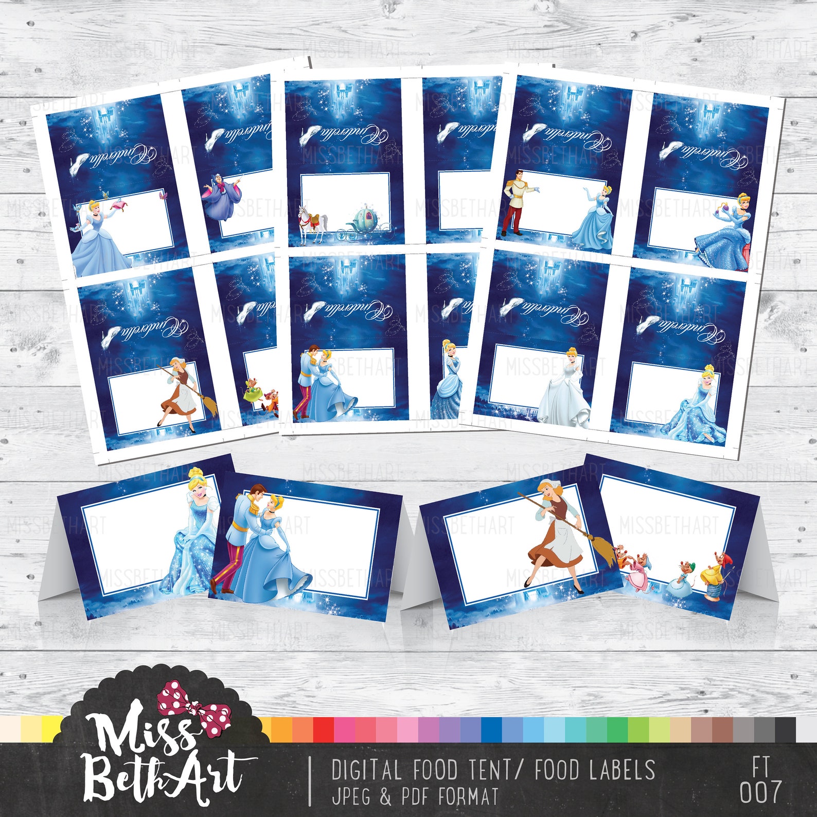 Instant Download - Digital Cinderella Food Labels, Food Tent, Birthday ...