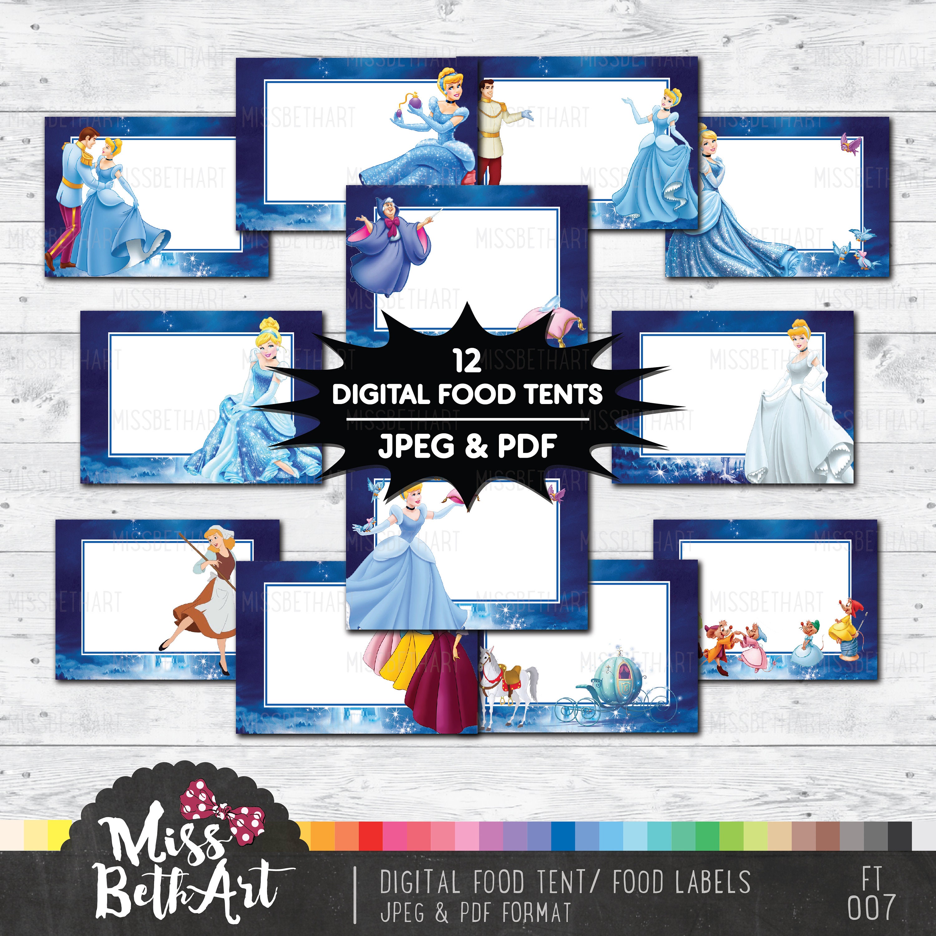 Instant Download - Digital Cinderella Food Labels, Food Tent, Birthday ...