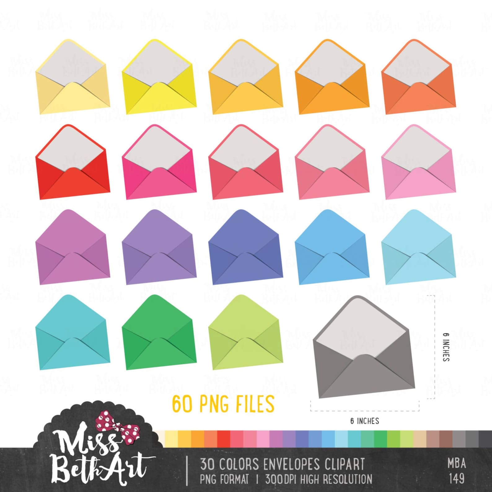 30 Colors Envelopes Clipart. School Bulletin Board Clipart - Etsy