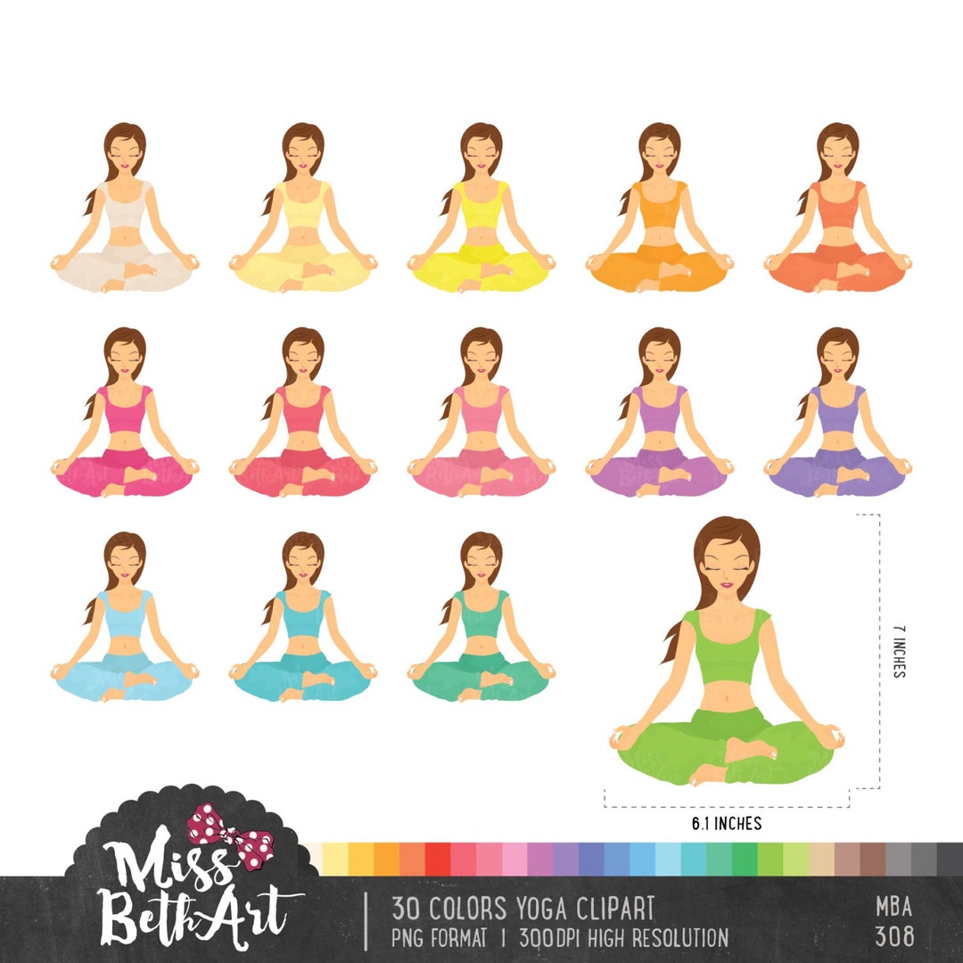 30 Colors Yoga Girl Clipart. School Clipart. Learning Clipart. Planner ...