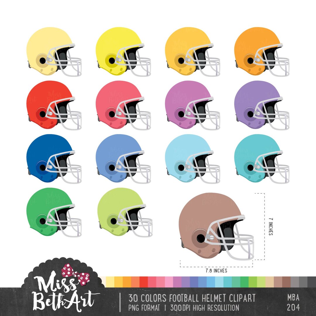 30 Colors Football Helmet Clipart. Planner Sticker School Learning ...