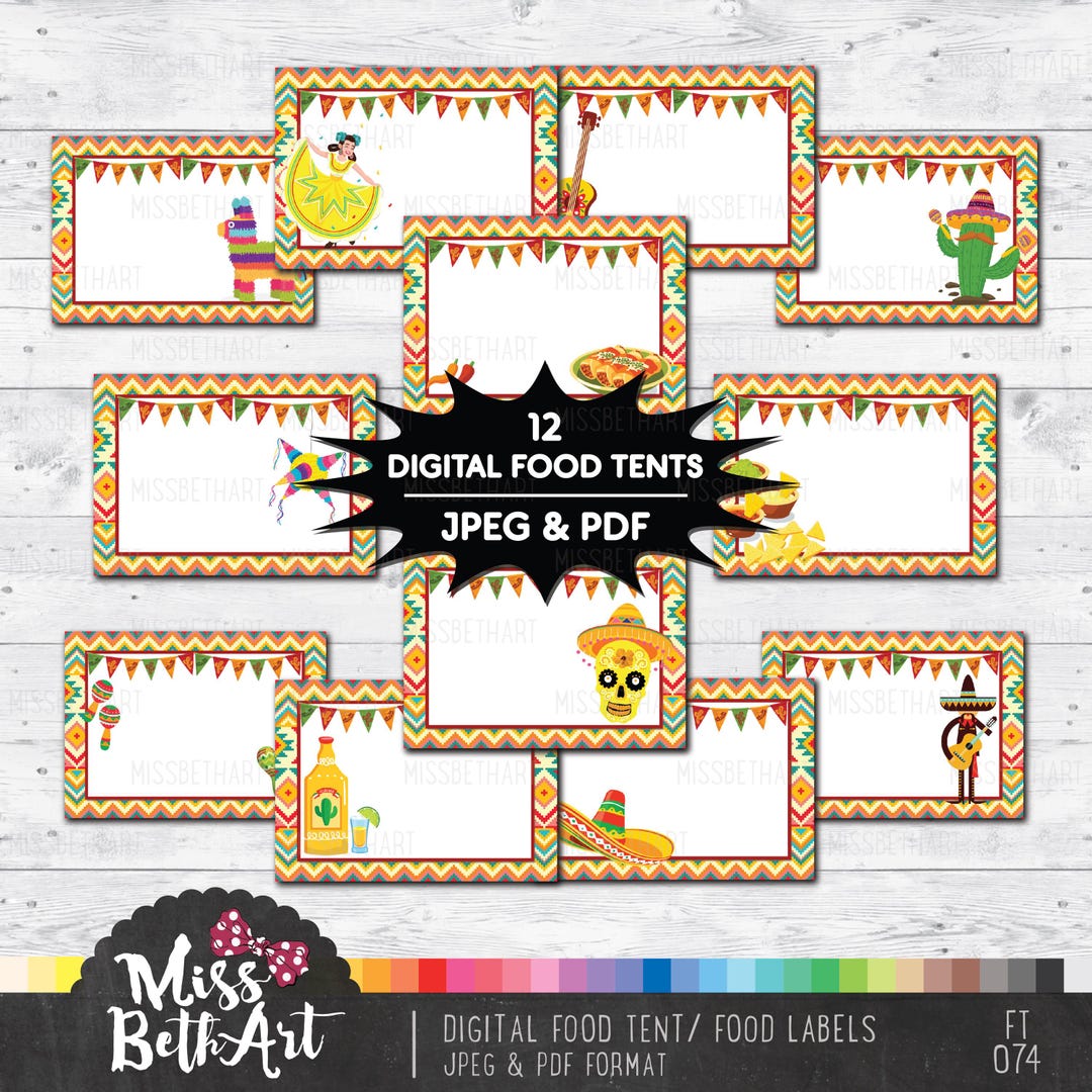 Instant Download - Digital Fiesta Food Labels, Cinco De Mayo Food Tent ...