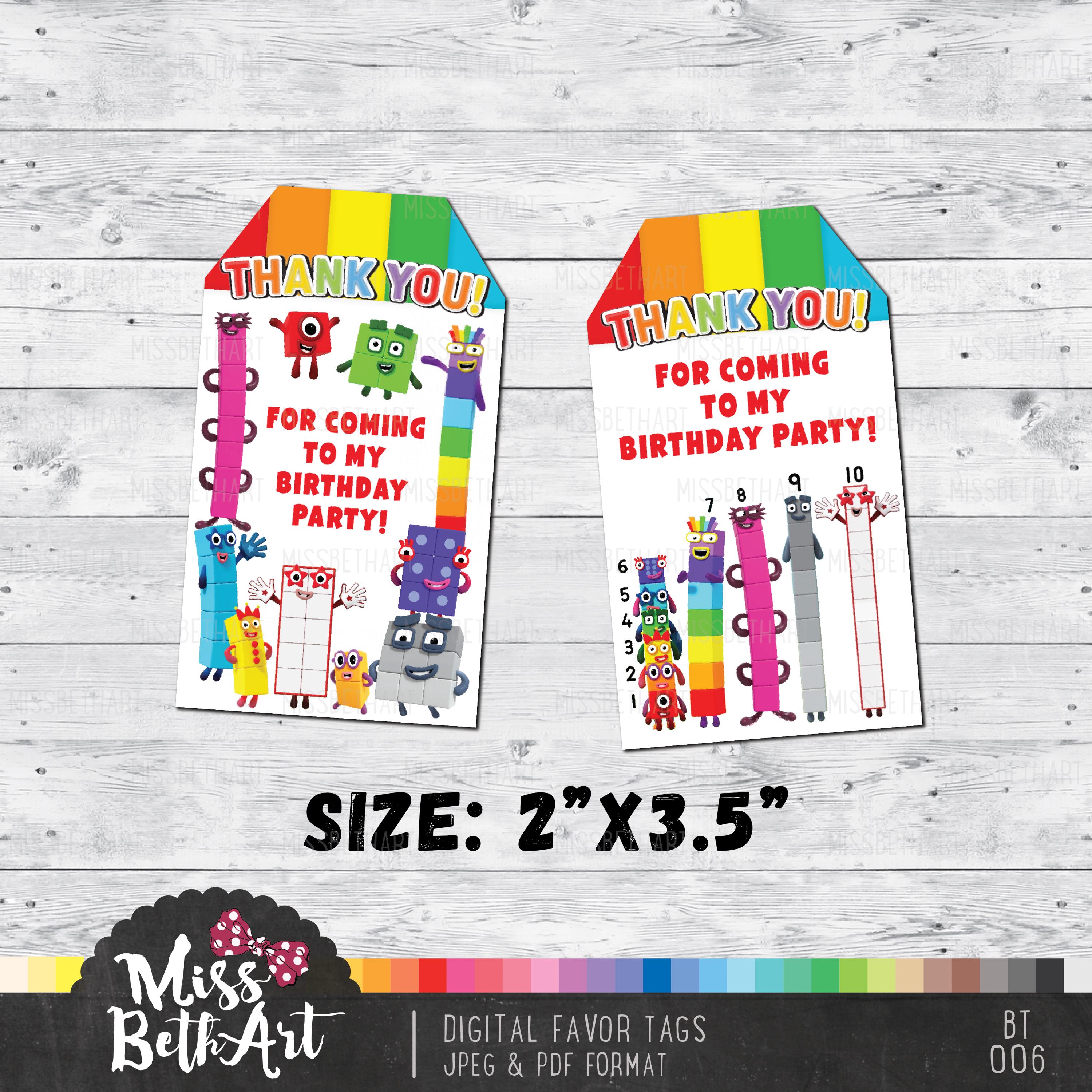 Instant Download - Digital Number Blocks Favor Tags, Number Thank You ...