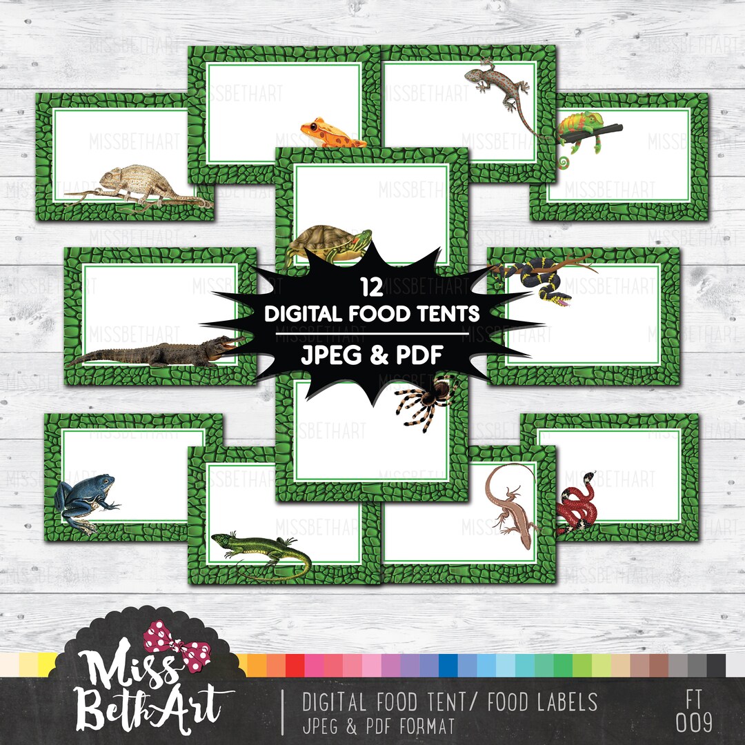 Instant Download - Digital Reptile Food Labels, Reptile Food Tent ...