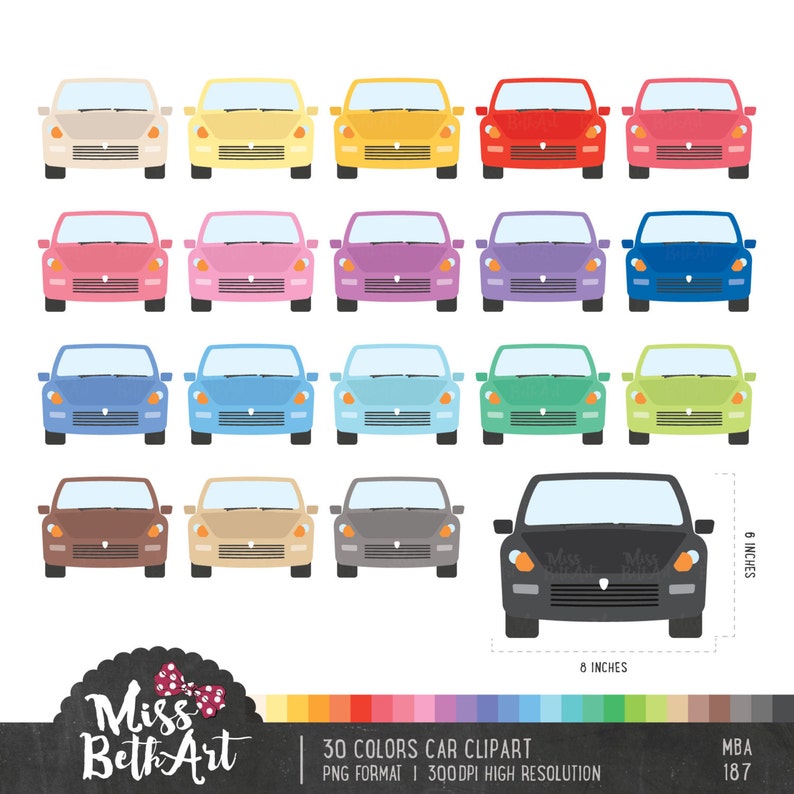 30 Colors Travel/ Car Clipart. Planner Clipart. School Clipart ...