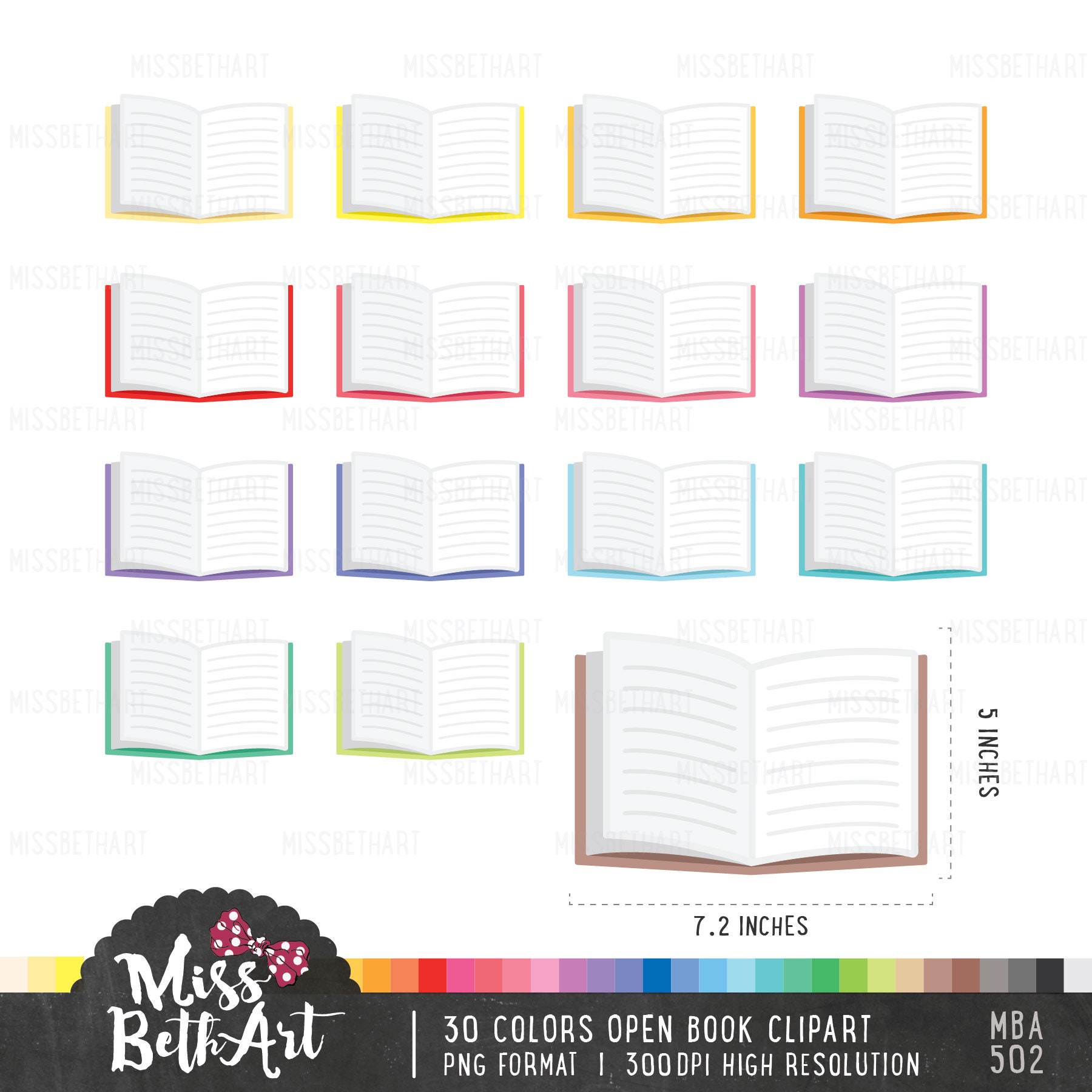 Colorful Open Books Clipart