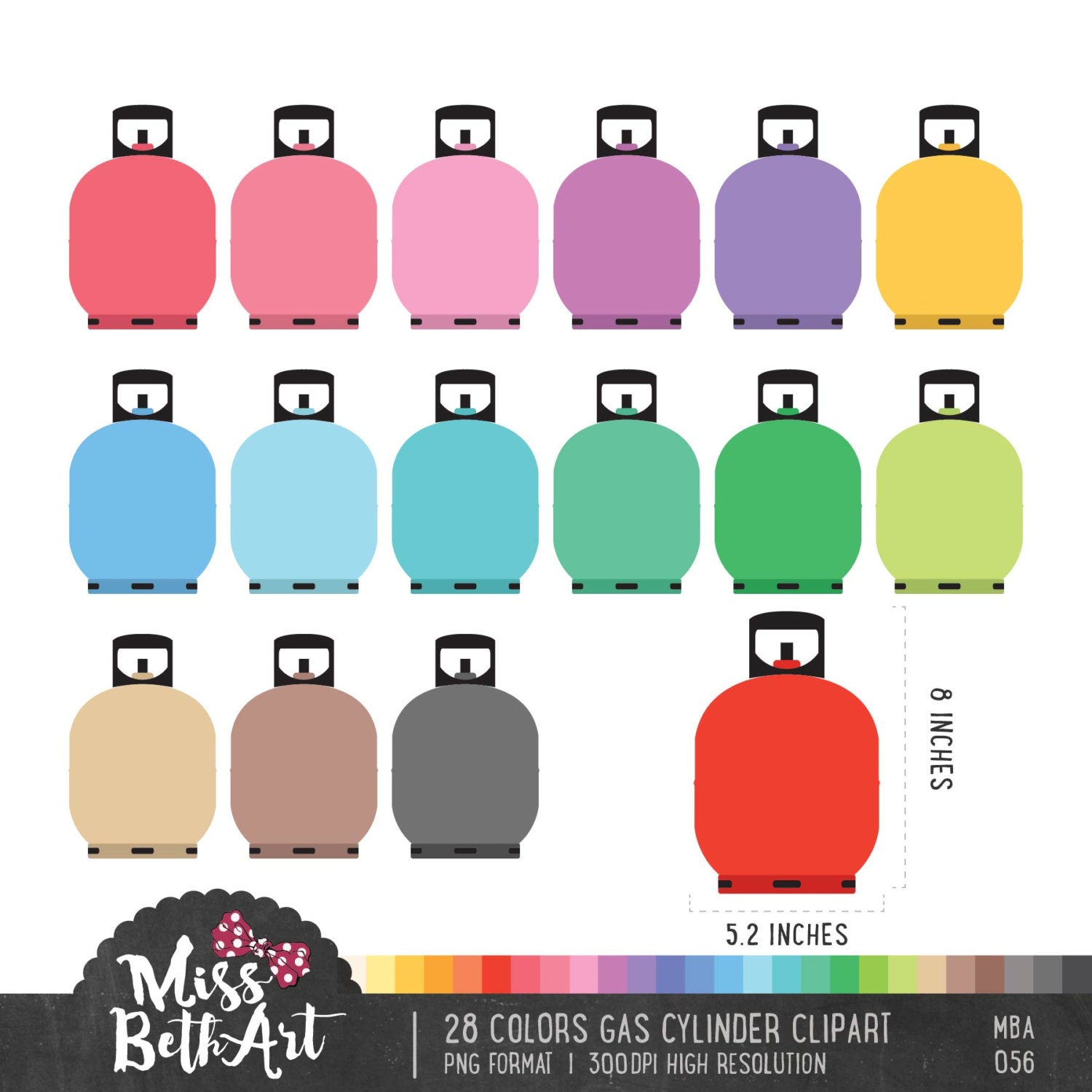 28 Colors Gas cylinder Clipart Instant Download | Etsy