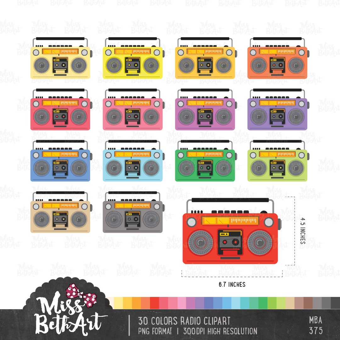 30 Colors Radio Clipart, School Bulletin Board Clipart Instant Download ...