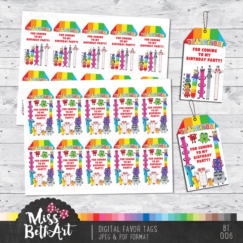 Instant Download - Digital Number Blocks Favor Tags, Number Thank You ...