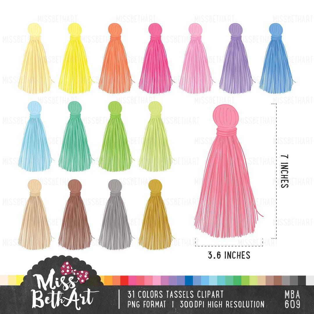 30 Colors Tassels Clipart. Planner Sticker, School Learning Clipart Png ...